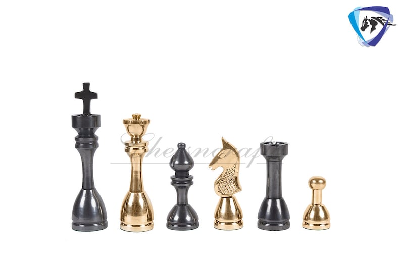 14 Solid Brass Metal Chess Set Apple Bottom Chess Men - Etsy