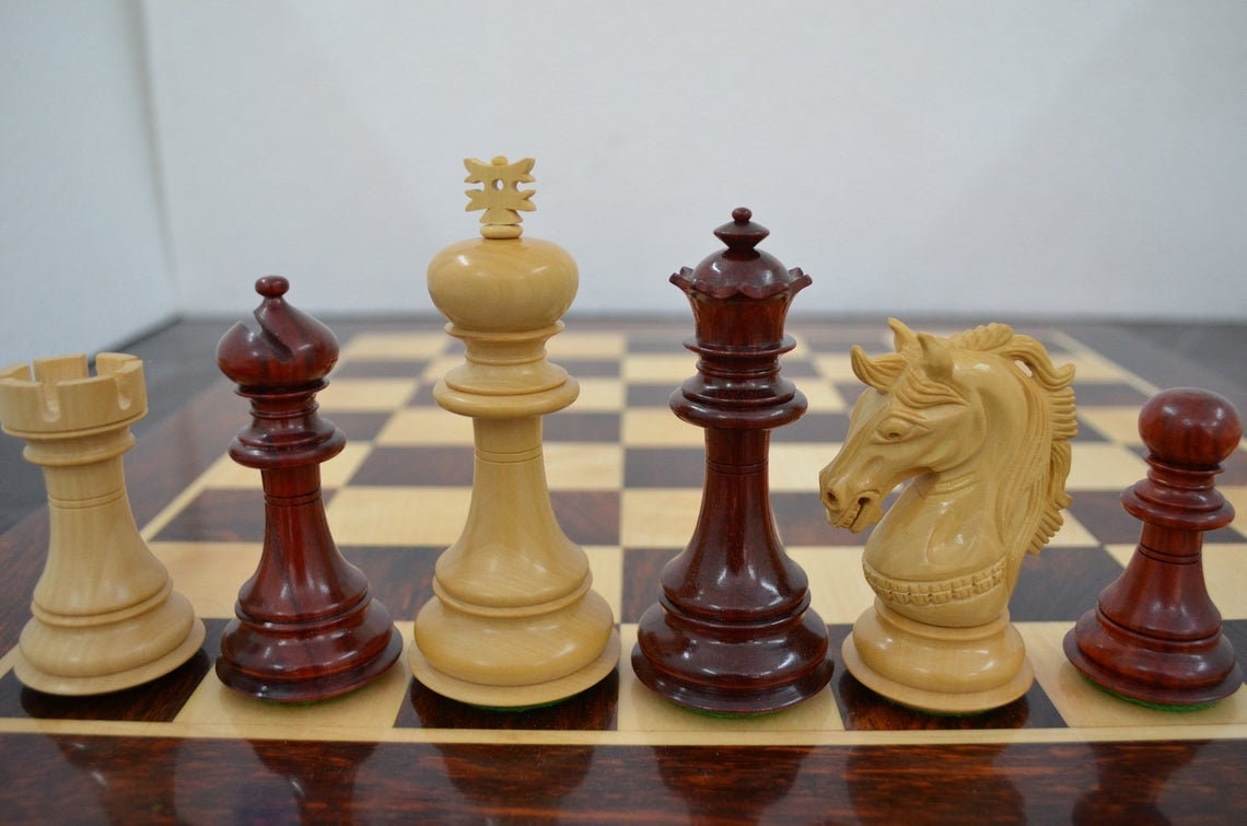 4.5 Luxury Staunton Bud Rosewood & Boxwood Chess Pieces | Etsy
