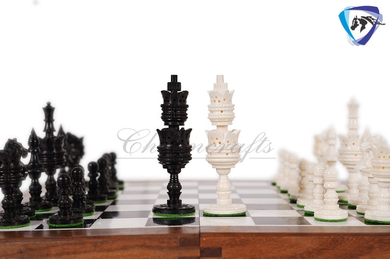 4.1 Camel Bone Chess Set Lotus Handmade Carved Chess - Etsy