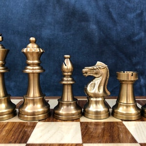 1849 Reproduced Staunton Chess Pieces Set in Brass Metal - Etsy