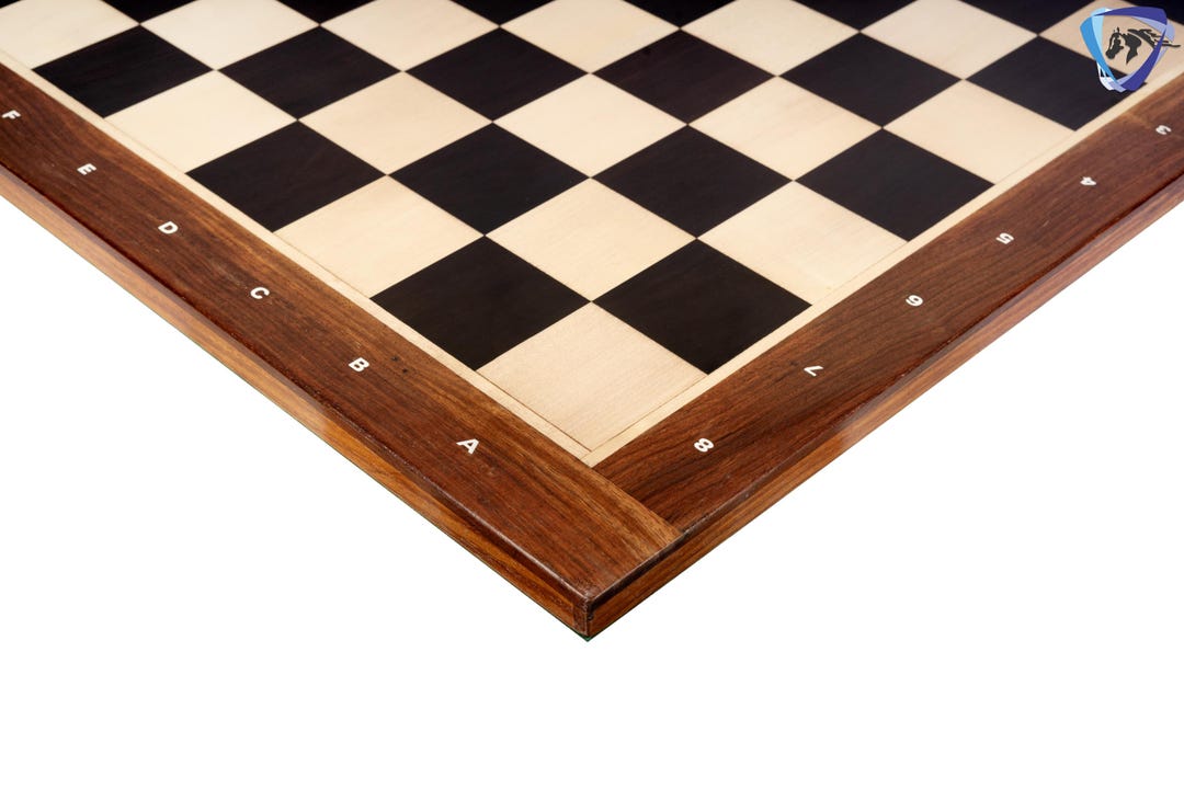 23" Ebony Wood Chess Board With Golden Rosewood Border & Notations ...