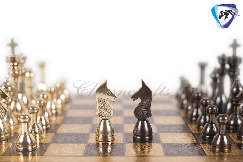 14 Solid Brass Metal Chess Set Apple Bottom Chess Men - Etsy