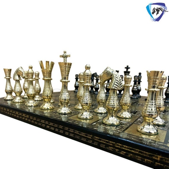 14 Solid Brass Metal Classical Hand Carved Chess Set | Etsy