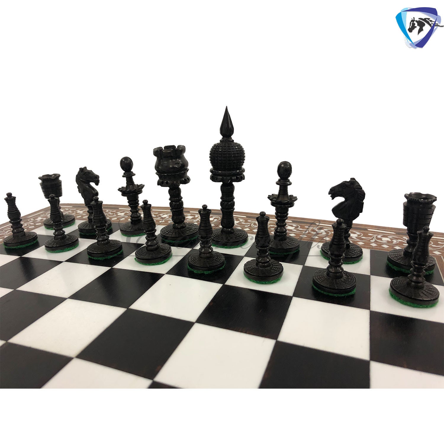 3.5" Camel Bone Chess Set Dome Hand Carved Chess Pieces With Inlaid Art ...