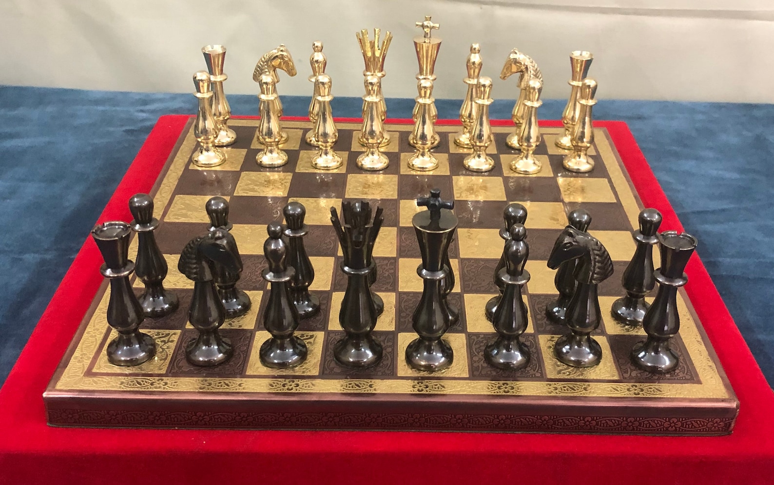 14 Brass Metal Chess Set With Brass Chess Board and - Etsy