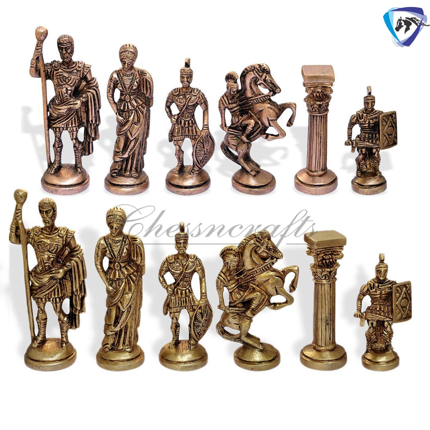 Folding Brass Roman Chess Figures & Rosewood Chess Board Set | Etsy