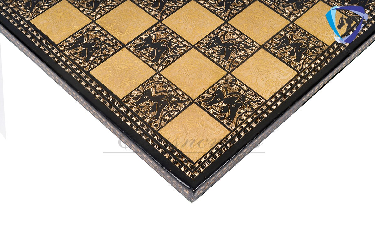 14" & 12" Brass Metal Chess Board Game Set Hand Carved With Brass Chess ...