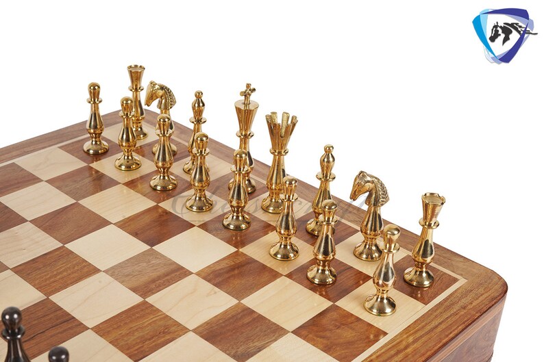 16 Brass Chess Board Set CLASSICAL Chess Pieces - Etsy