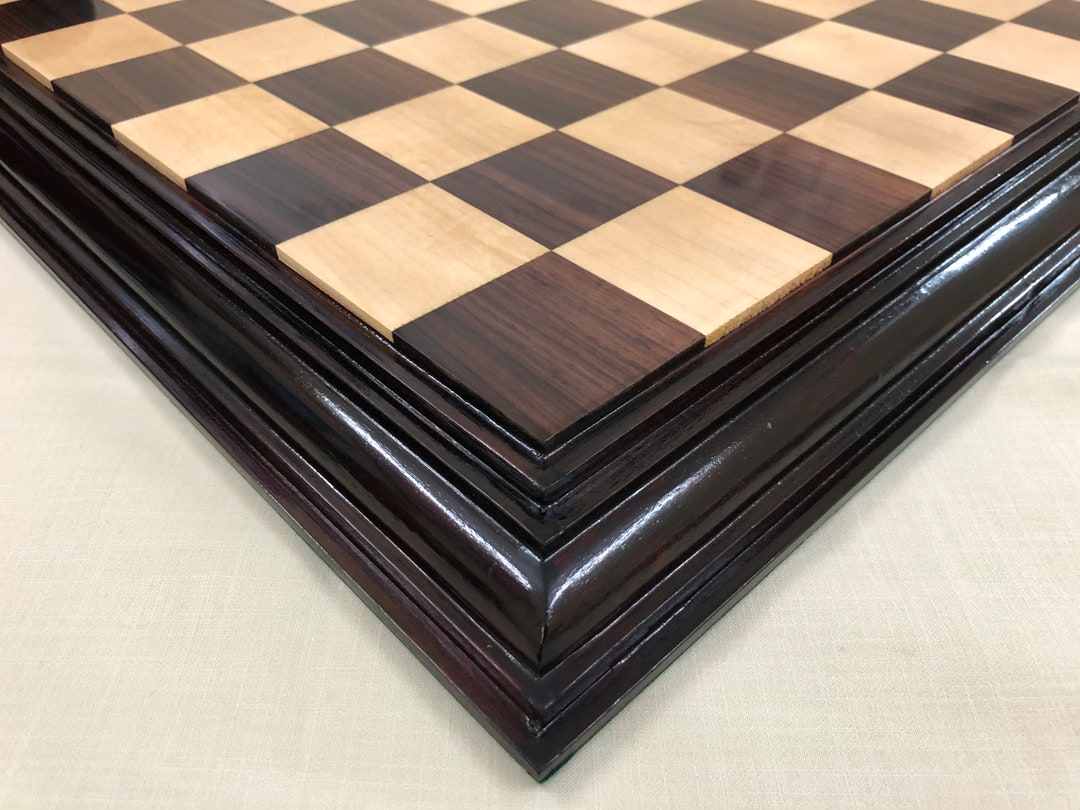 21" Rosewood Chess Board STEPS BORDER ELEVATED Super Fine Smooth Polish ...