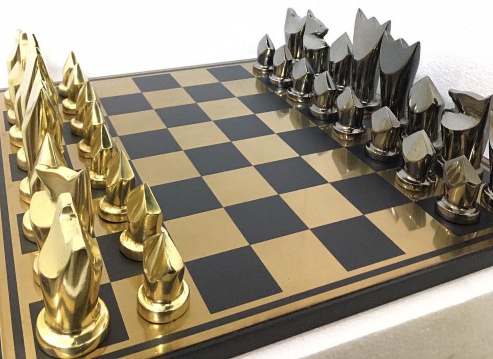 14 Metal Chess Board Set Black & Gold EGYPTION GOLD - Etsy