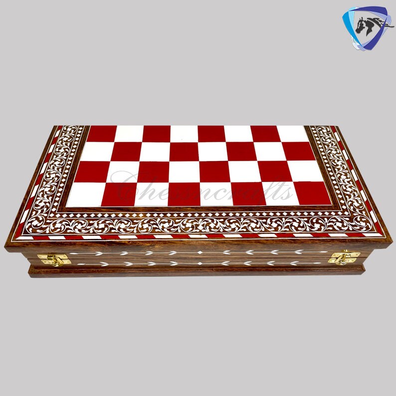 Combo of 16" INLAY ART WORK Wooden Folding Chess Board and 4" Camel ...