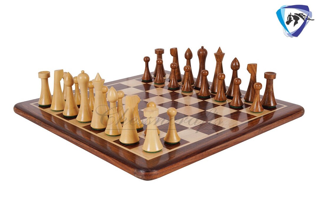 COMBO of Herman Ohme Chess Set W/ 16" Rosewood Chess Board - Minimalist ...