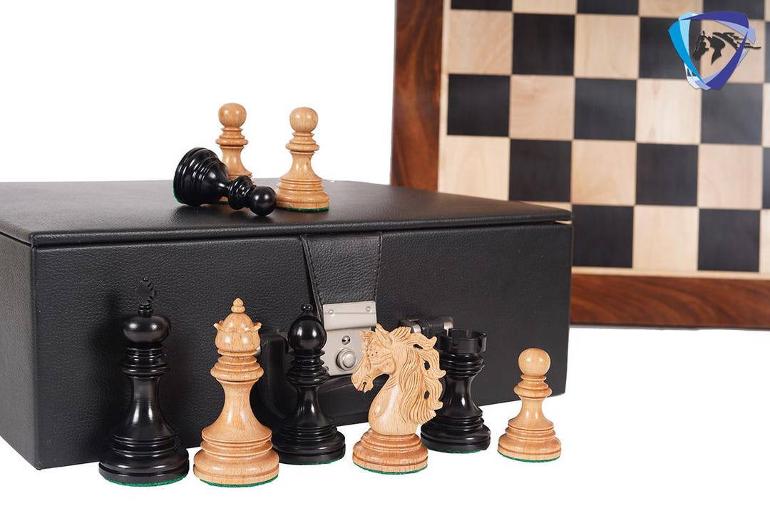 Ebony Wood Staunton Chess Set: Kennedy JFK, Triple Weighted, Extra ...