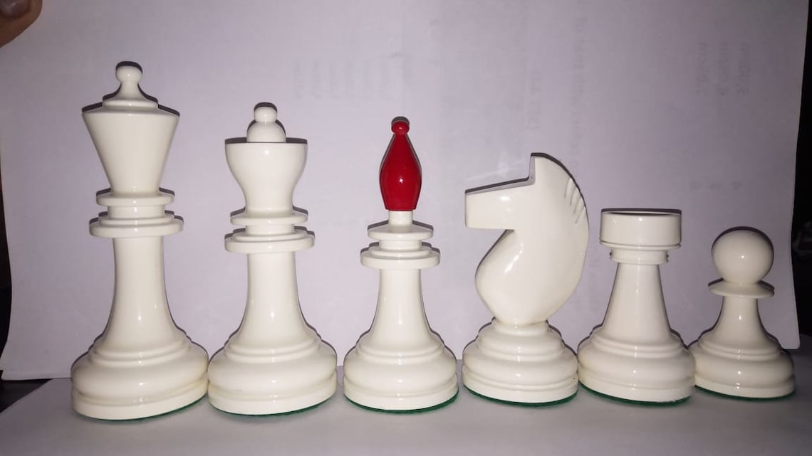 Reproduced Hungarian Chess Pieces Set in Painted Boxwood Red & - Etsy