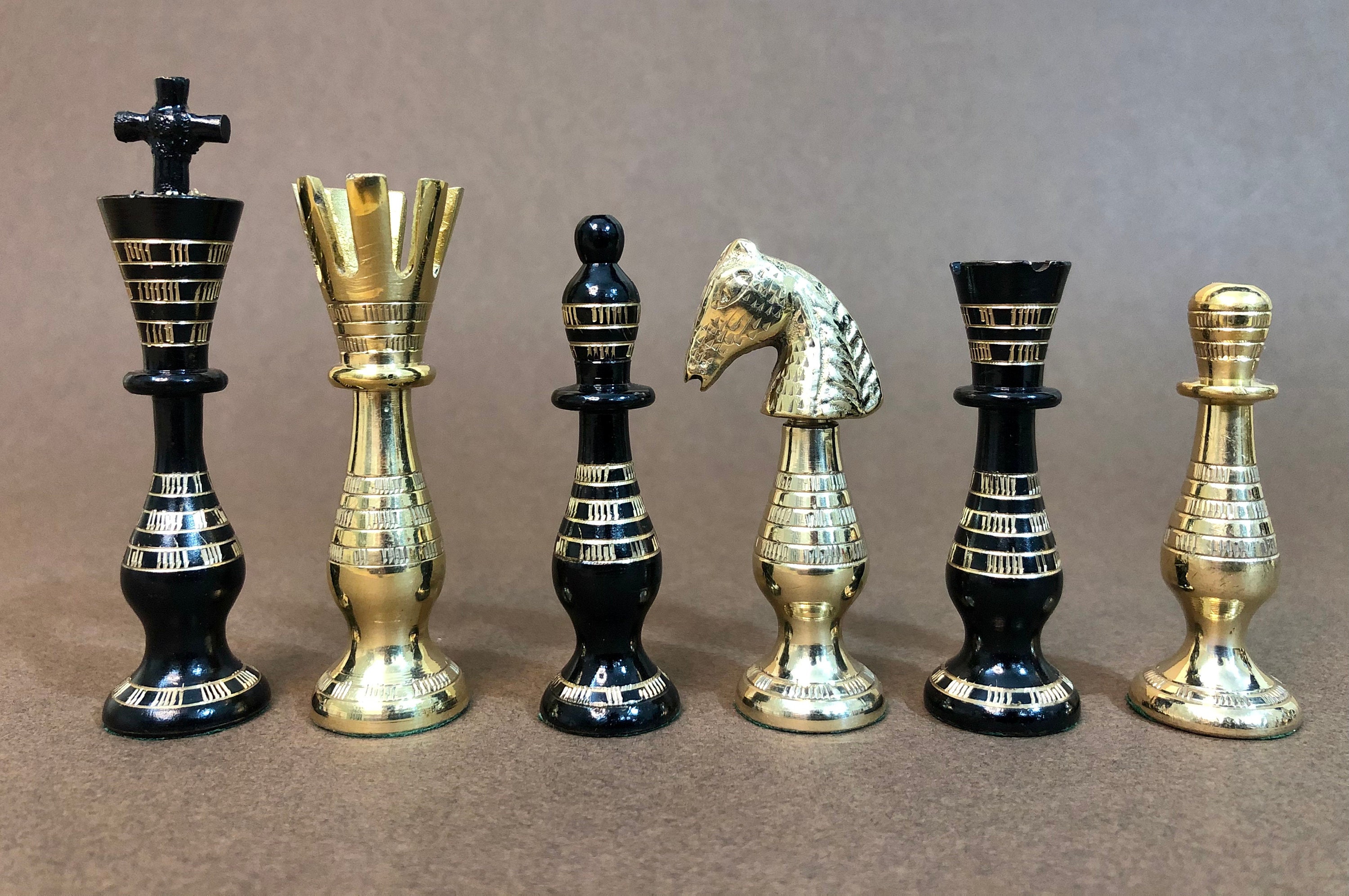 14 Solid Brass Metal Classical Hand carved Chess set | Etsy