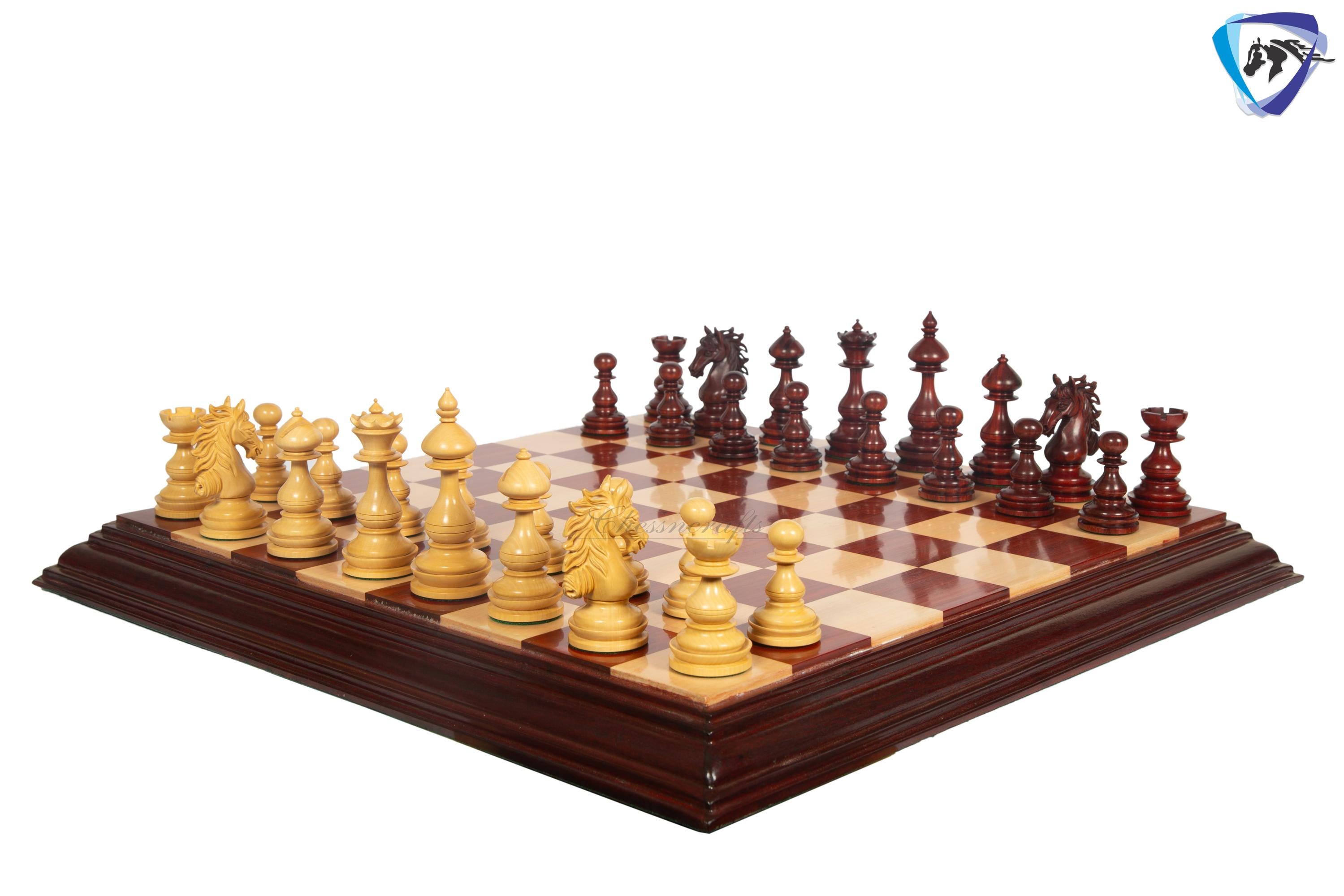 4.5" Staunton Bud Rosewood Chess Pieces Set- WILD STALLION + 21" Bud ...