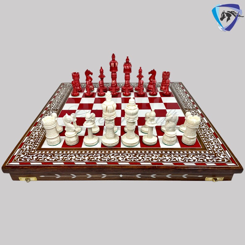 Combo of 16" INLAY ART WORK Wooden Folding Chess Board and 4" Camel ...