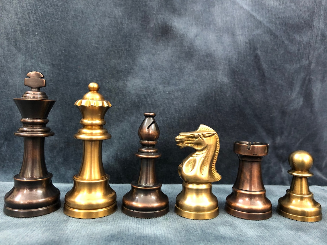 1849 Reproduced Staunton Chess Pieces Set in Brass Metal - Etsy