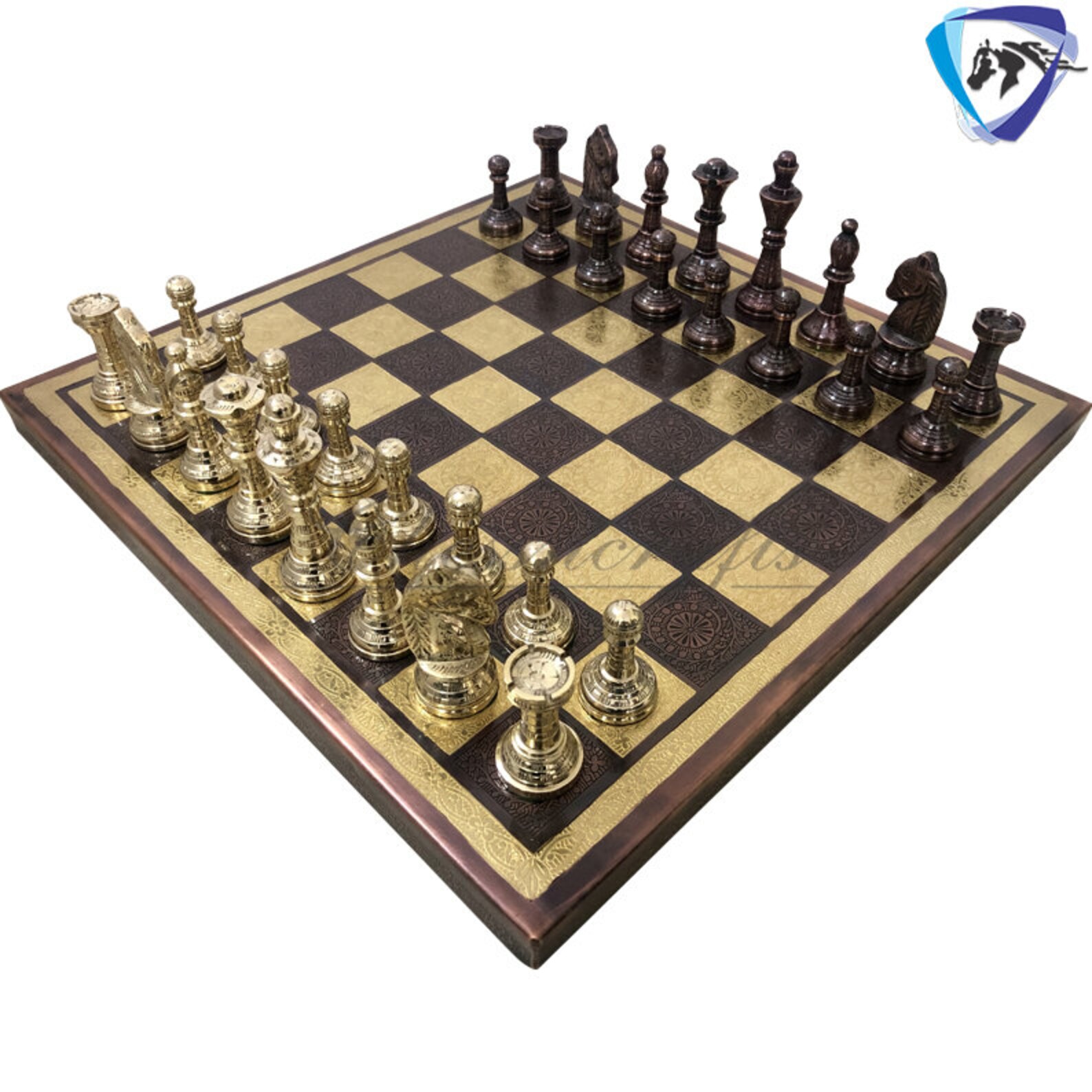 Solid Brass Carving Classic Chess Set- 100% Brass Slim Chess Men Hand ...