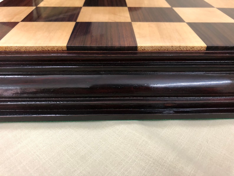 21" Rosewood Chess Board STEPS BORDER ELEVATED Super Fine Smooth Polish ...
