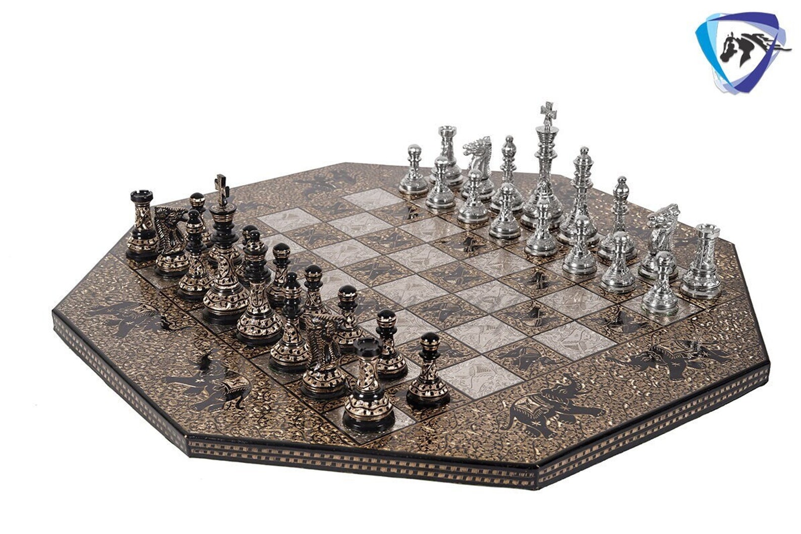 20 Giant Brass Chess Board Set Luxury Hand Carving Octagon Chess Board ...