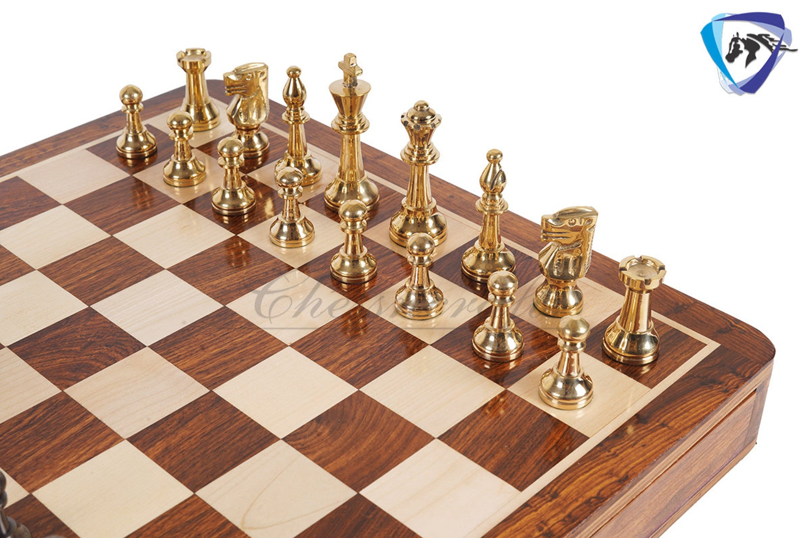 16 Brass Chess Board Set INTERNATIONAL Chess Pieces - Etsy