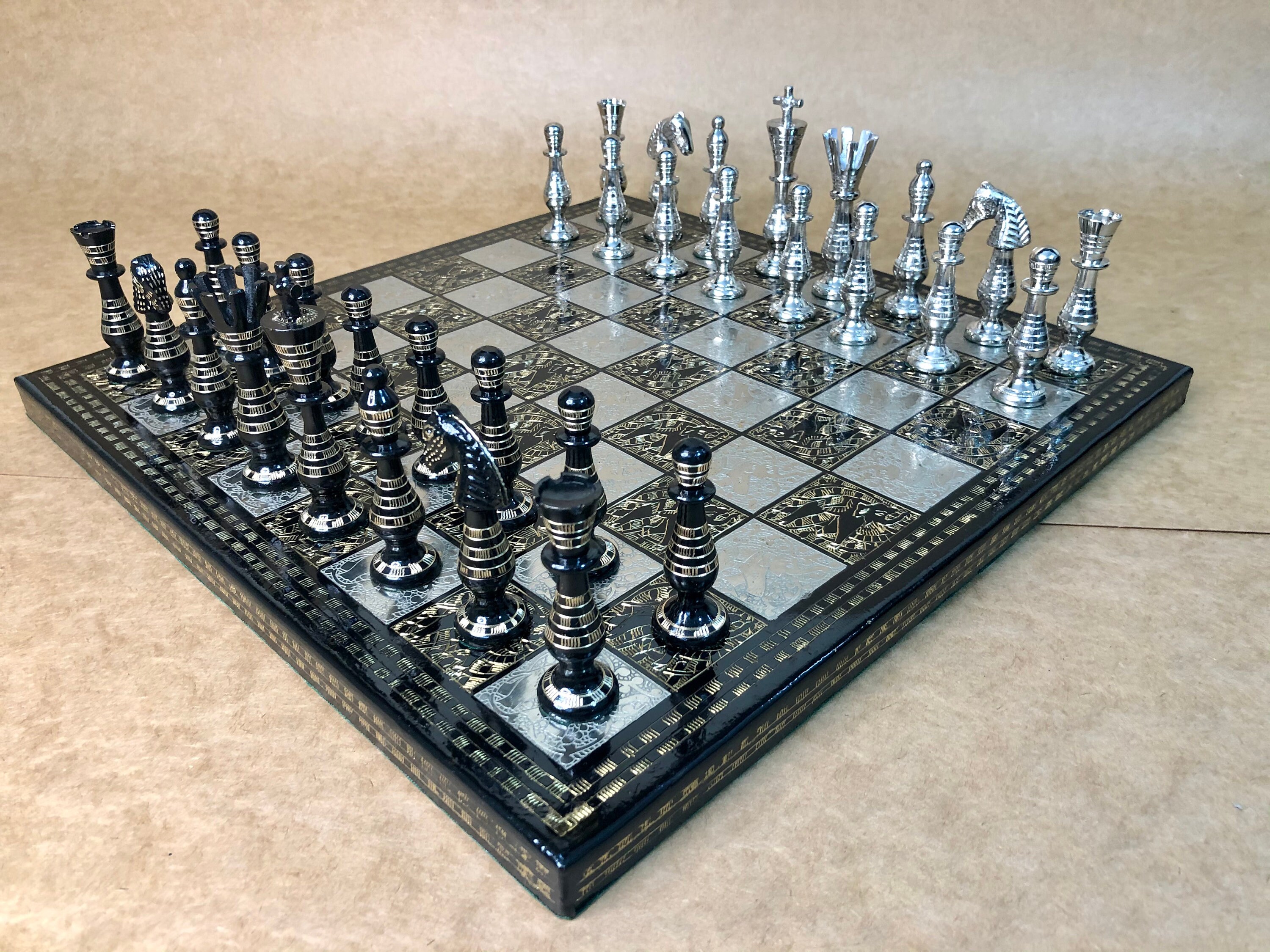 14 Solid Brass Metal Classical Hand carved Chess set | Etsy