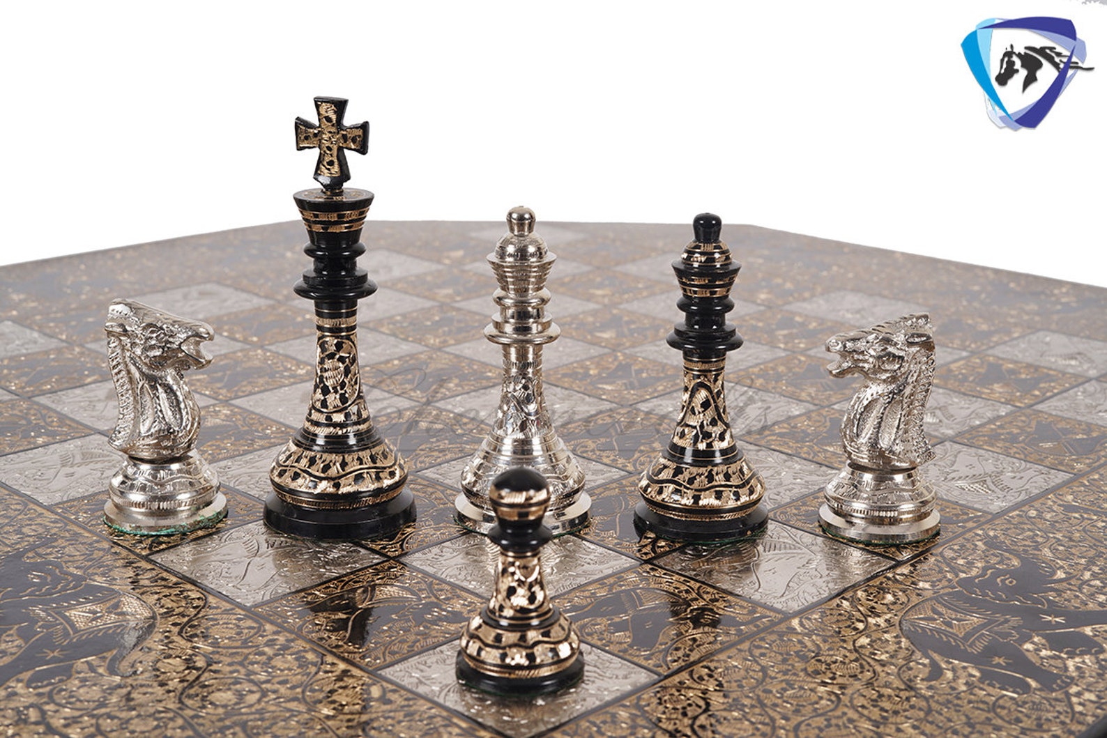 20 Giant Brass Chess Board Set Luxury Hand Carving Octagon Chess Board ...