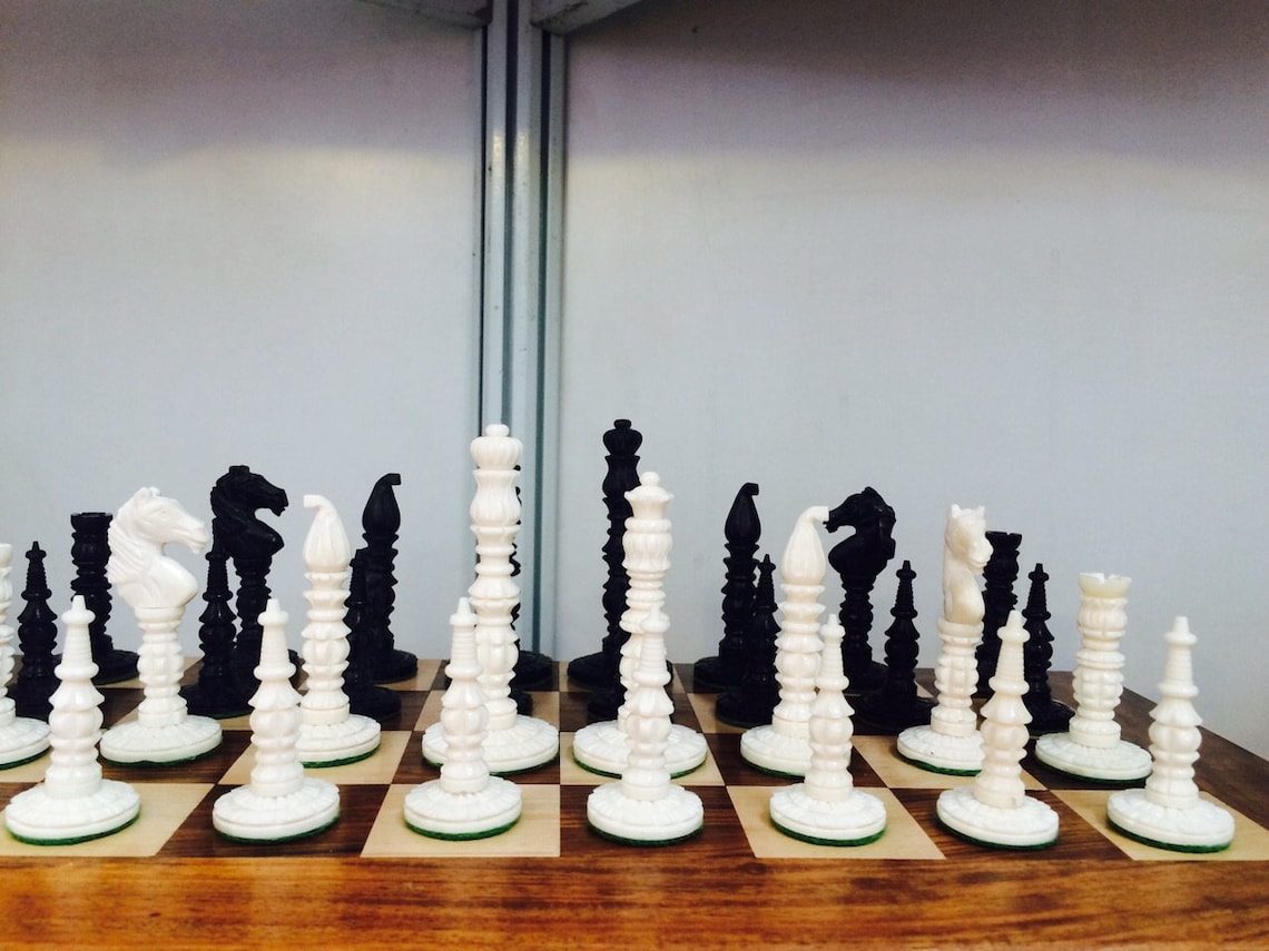 Camel Bone Chess Set Pieces Handmade Hand Carved Slim Floral - Etsy