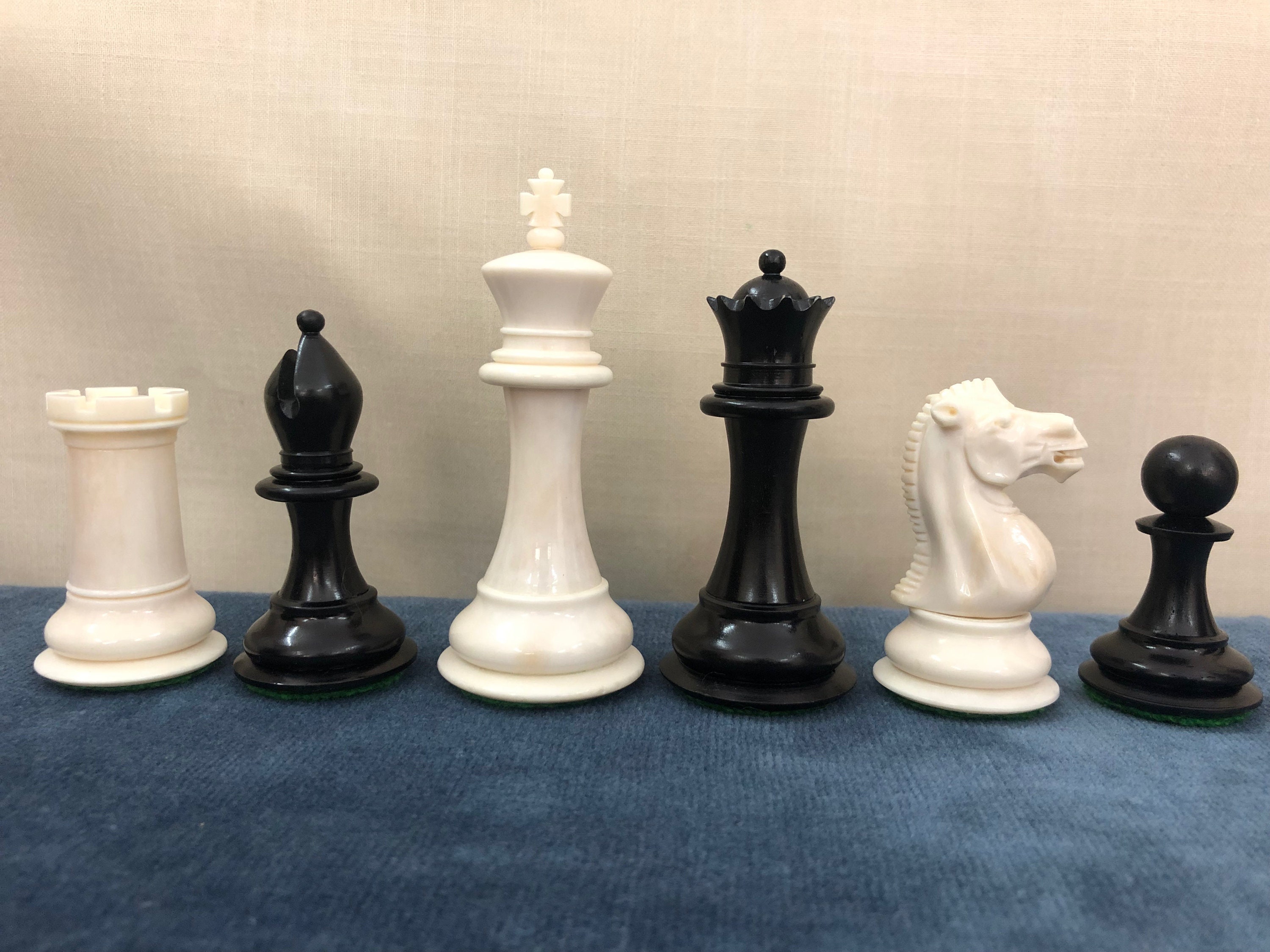 1849 Staunton Camel Bone Chess Set: 3.5" Hand Carved Vintage Collector ...