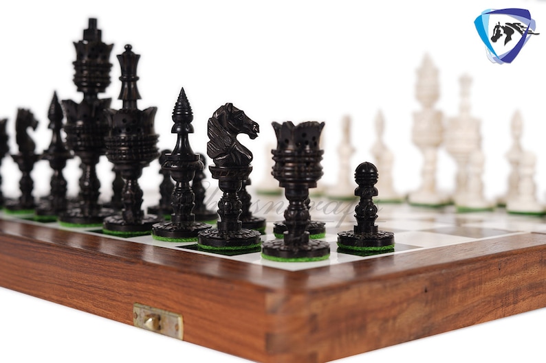 4.1 Camel Bone Chess Set Lotus Handmade Carved Chess - Etsy