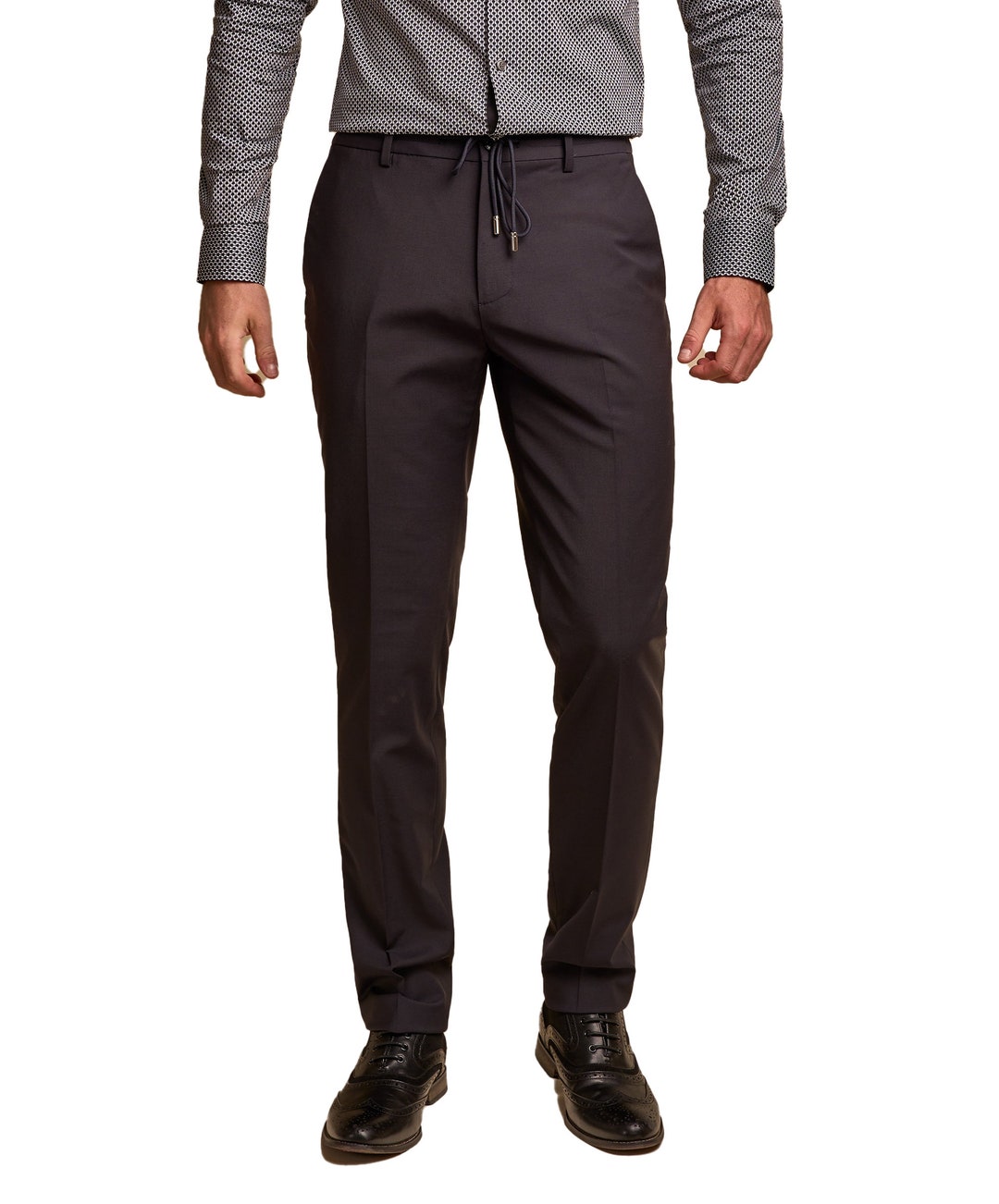 Men's Slim Fit Bi-stretch Trousers Poly Wool Blend - Etsy