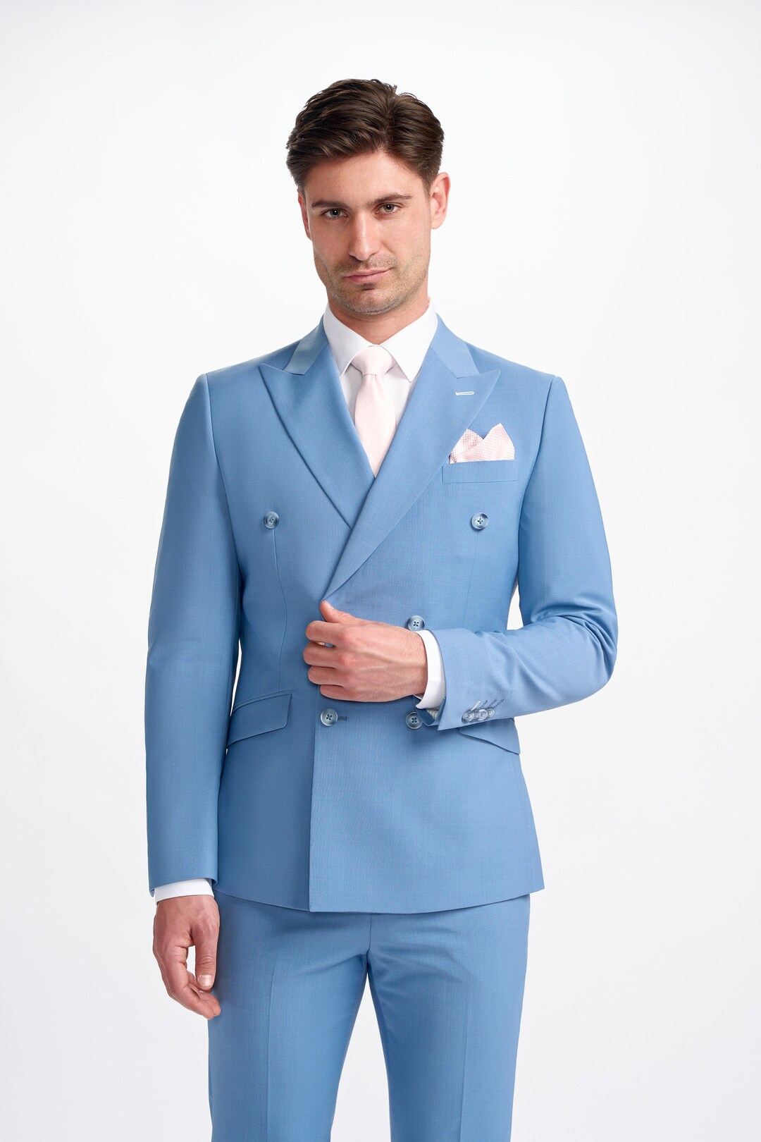 Mens Wool Blend Double-breasted Suit Jacket Perfect for Weddings ...
