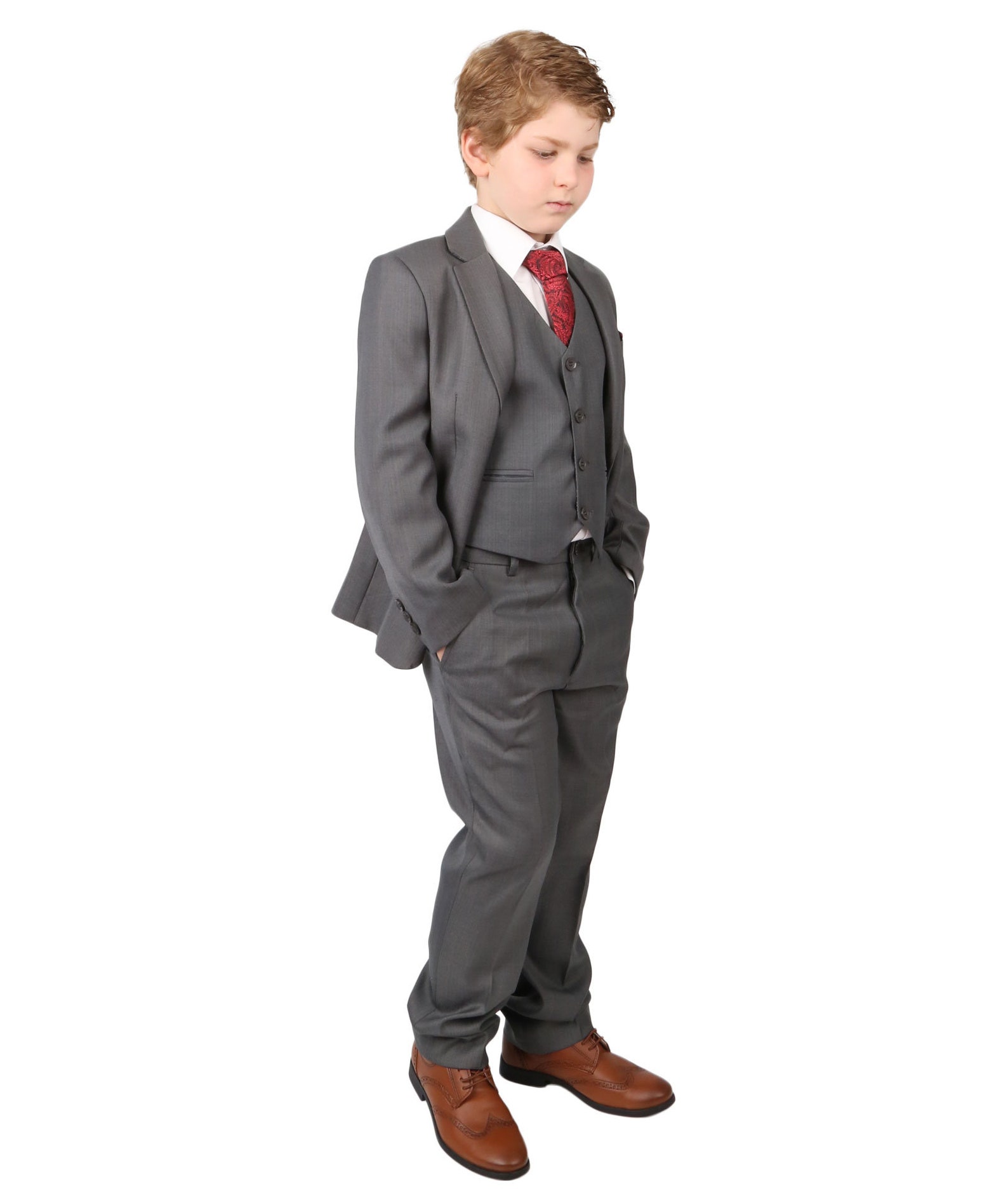Boys Tailored Fit Formal Wedding Suits 6 Piece Complete Set - Etsy UK