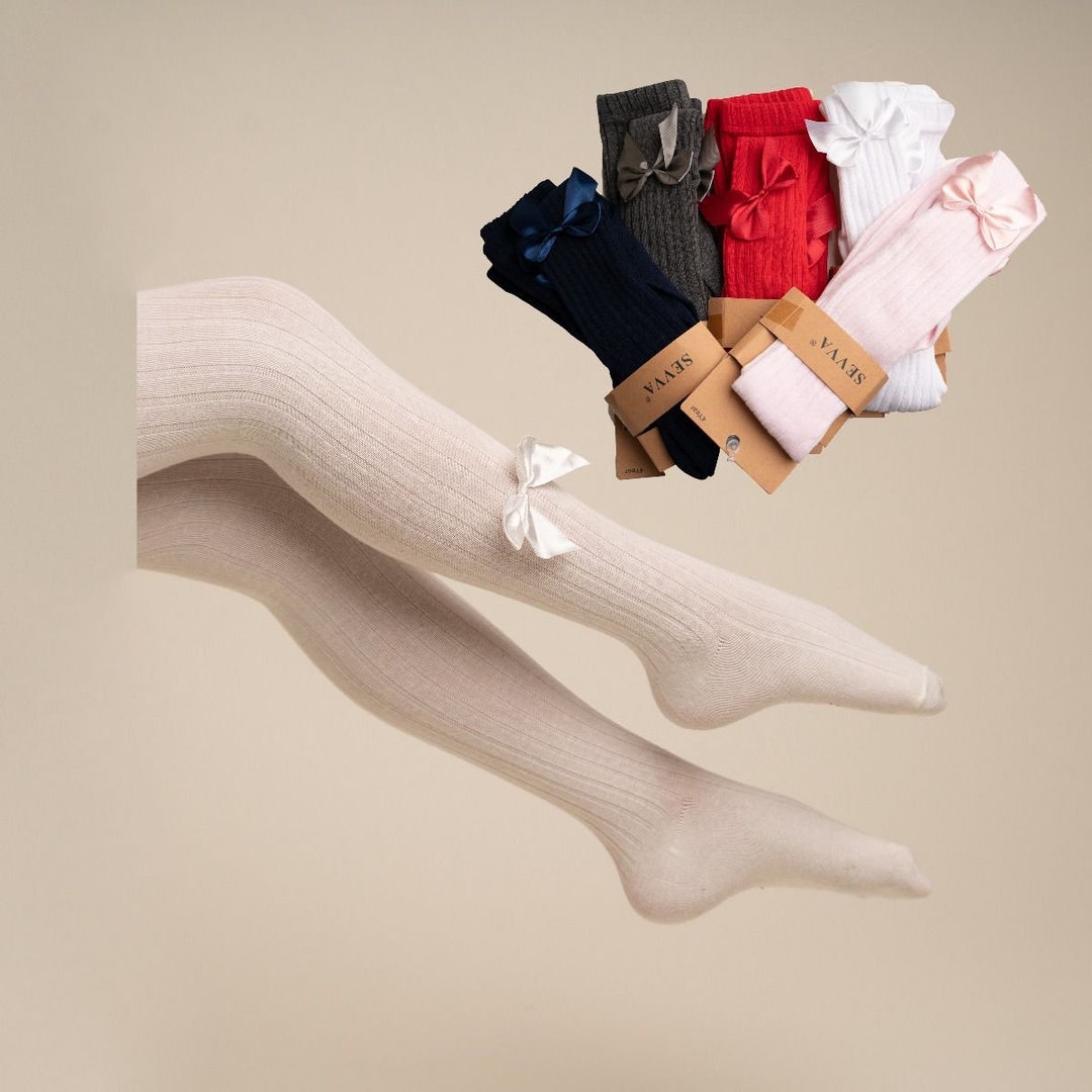 Girls Ribbed Tights With Bow Detail Ideal Accessory for Holidays and ...
