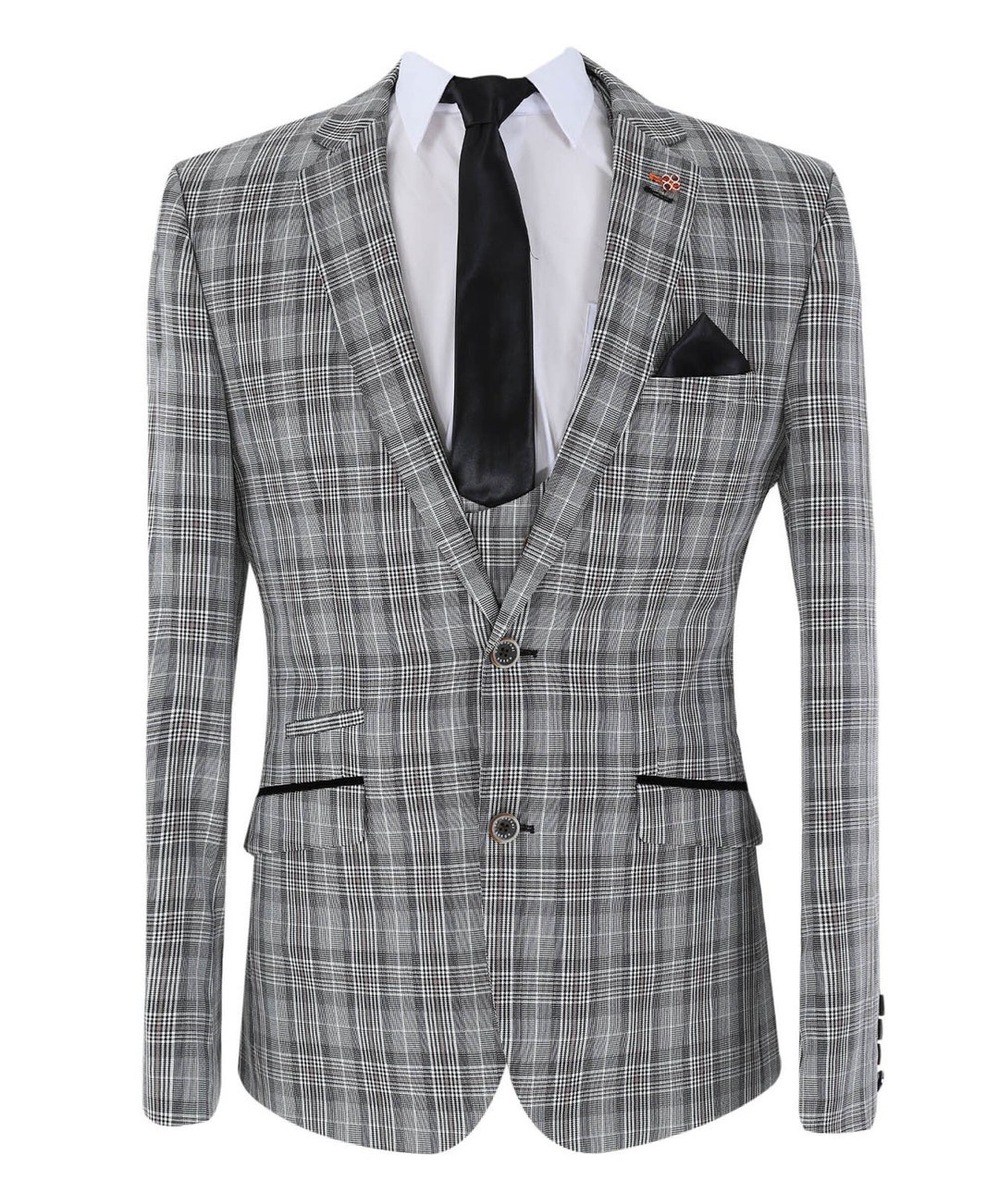 Mens Tweed Check Jacket and Trousers Suit Skinny Fit Formal Sold ...
