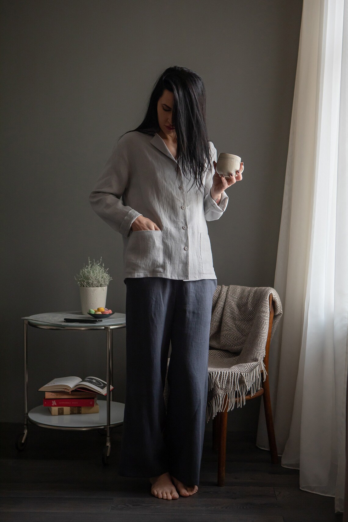 Linen Pyjamas Set, Linen Sleepwear, Linen Loungewear, Linen Pajamas Set ...