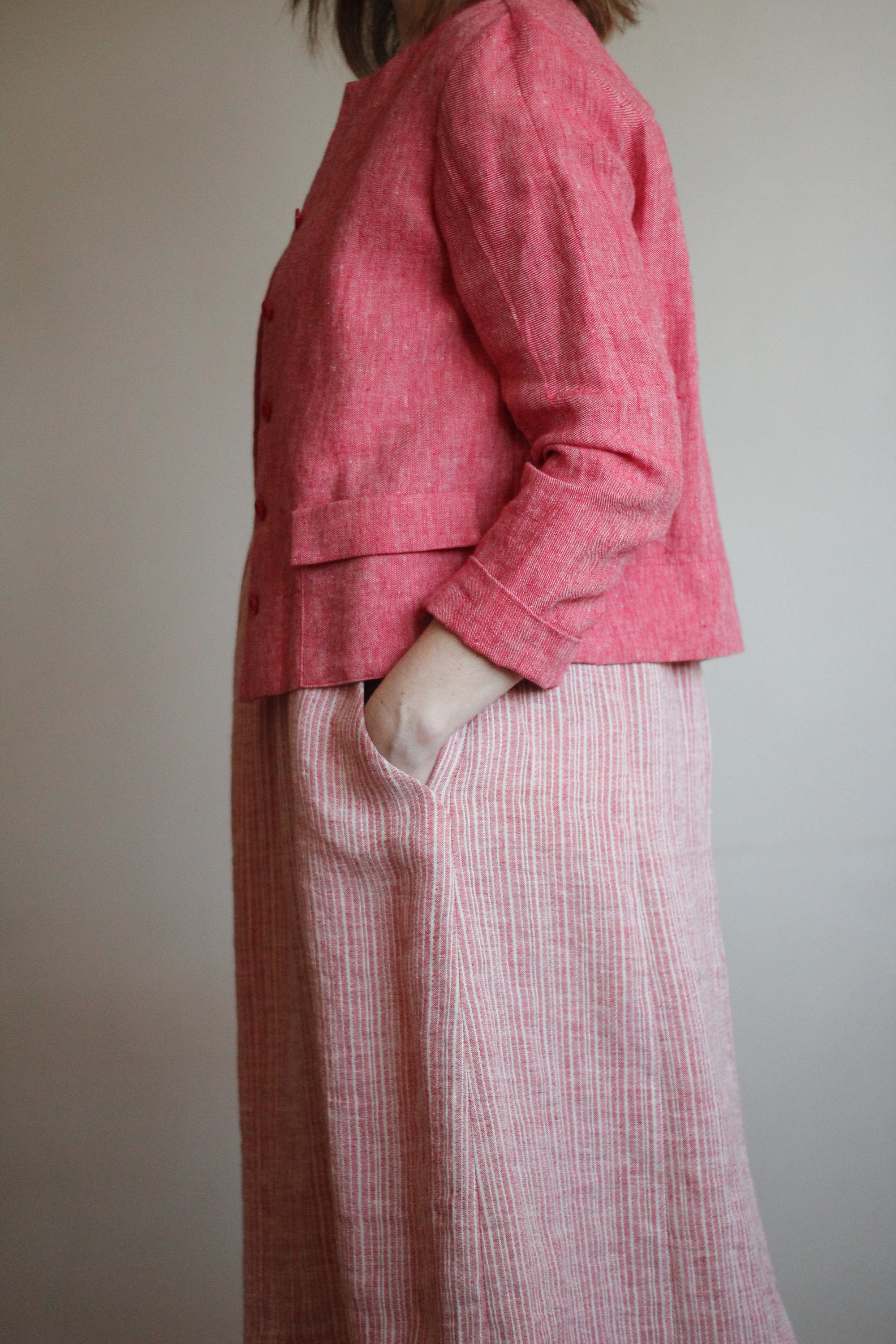 Short Wide Linen Jacket, Linen Summer Blazer, Relaxed Fit Linen Jacket ...
