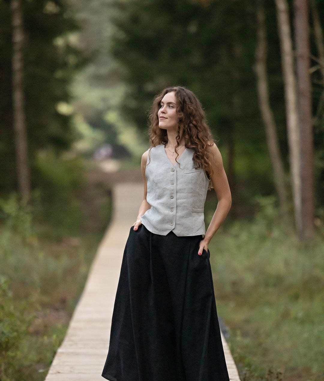 Linen Vest for Women, Linen Waistcoat, Linen Striped Vest - Etsy