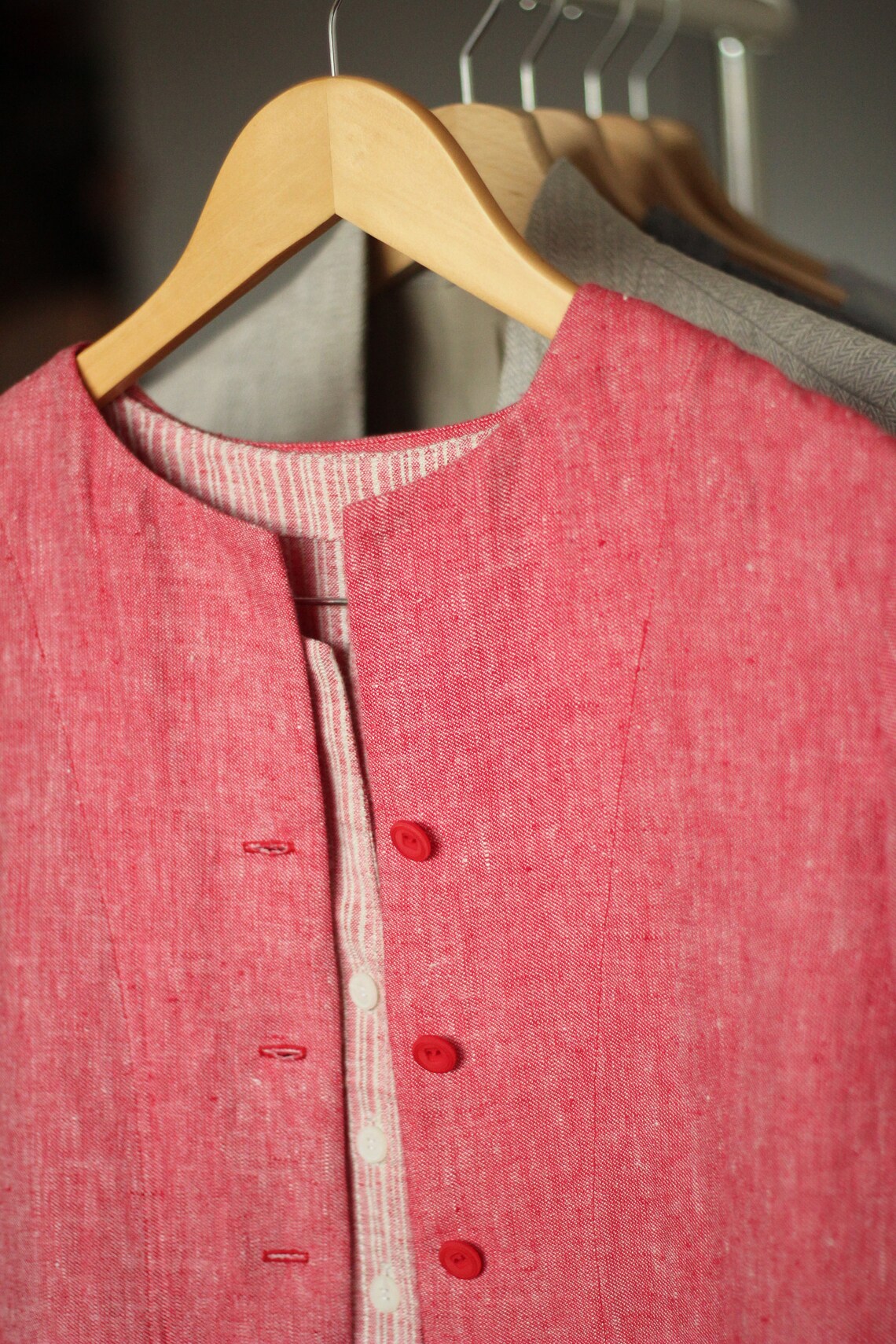 Short Wide Linen Jacket, Linen Summer Blazer, Relaxed Fit Linen Jacket ...