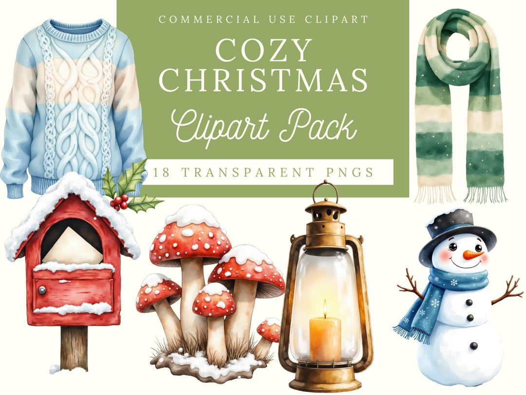Cozy Christmas PNG With Winter Objects for Holiday Journals, Cards ...