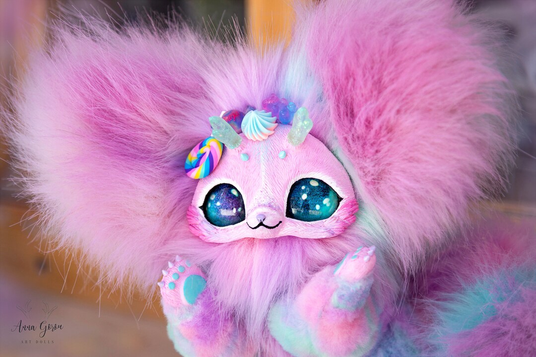 Sweet Candy Cat Art Doll Handmade, Fully Flexible Art Doll, Unique Gift ...