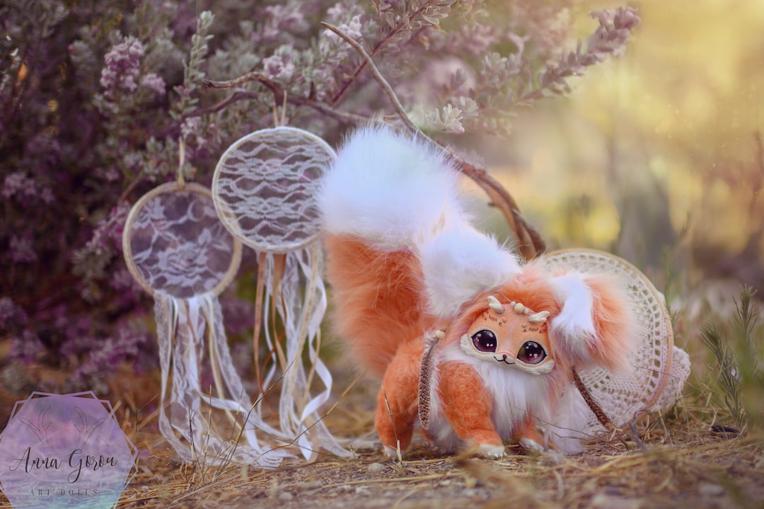 Shaman Peach Fox Art Doll, Full Flexible Ooak Fox Creatures, Unique ...