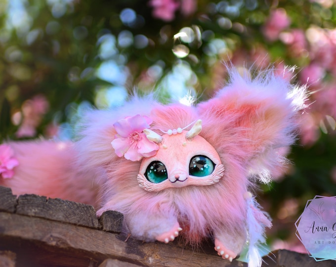 Cat Art Doll READY TO SHIP Art Doll Pink Kitten Art Doll Handmade Doll ...