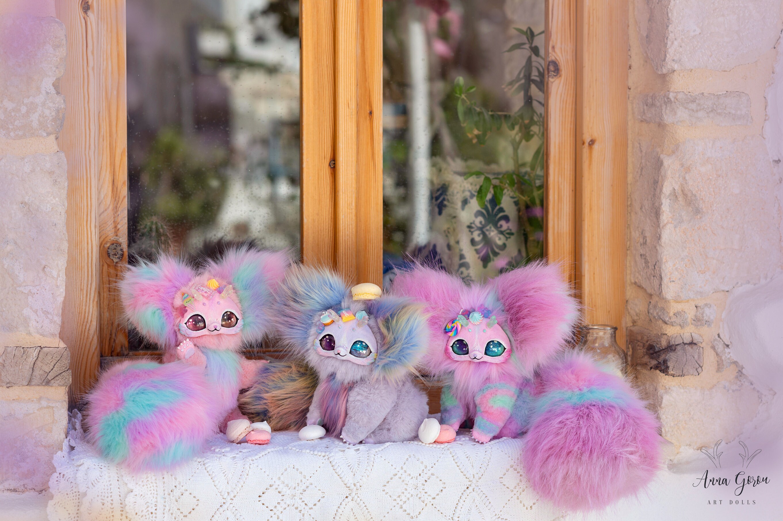 Sweet candy cat art doll IN STOCK handmade Poseable art | Etsy