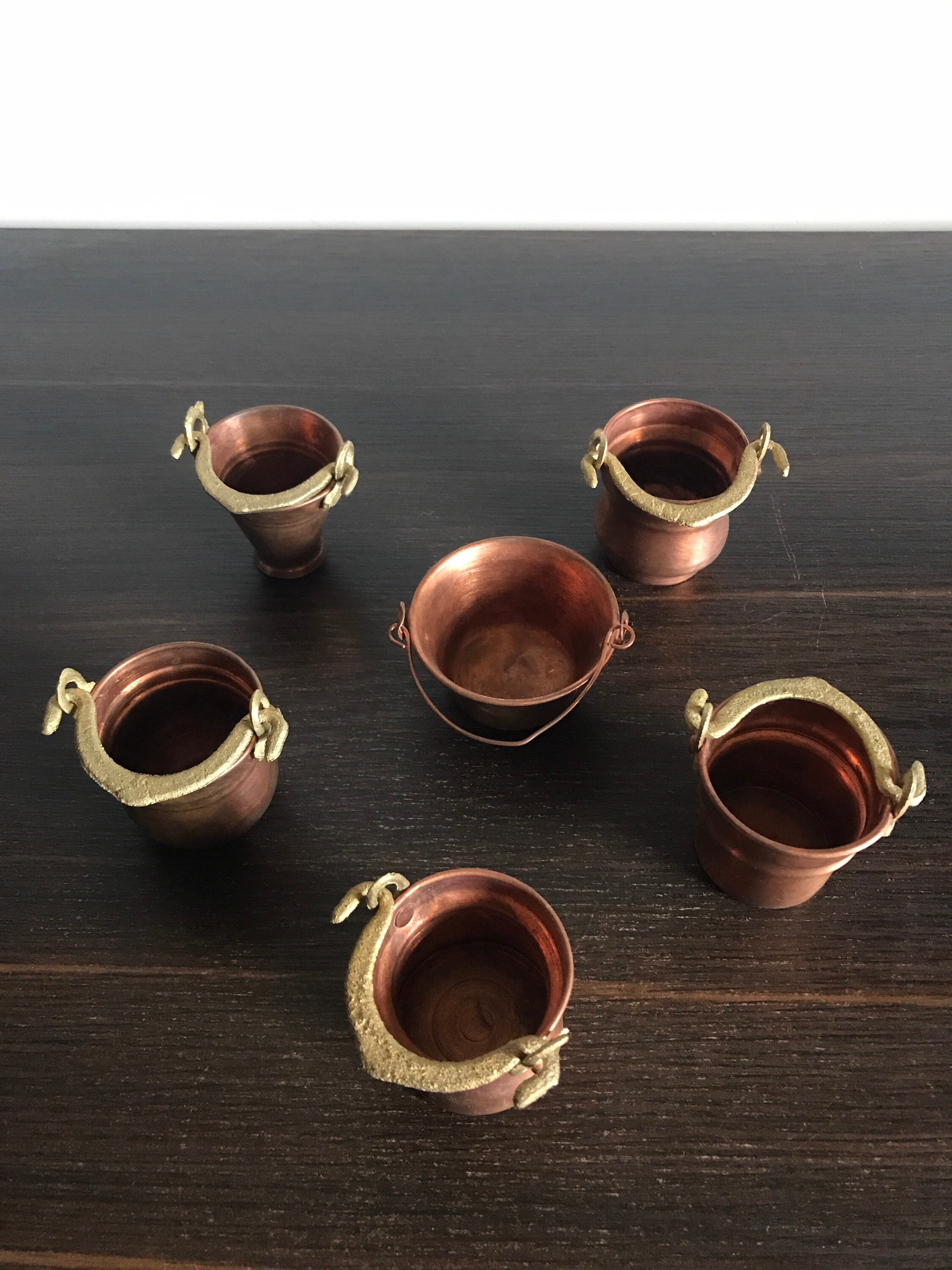 Dollhouse set 6 copper miniatures | Etsy