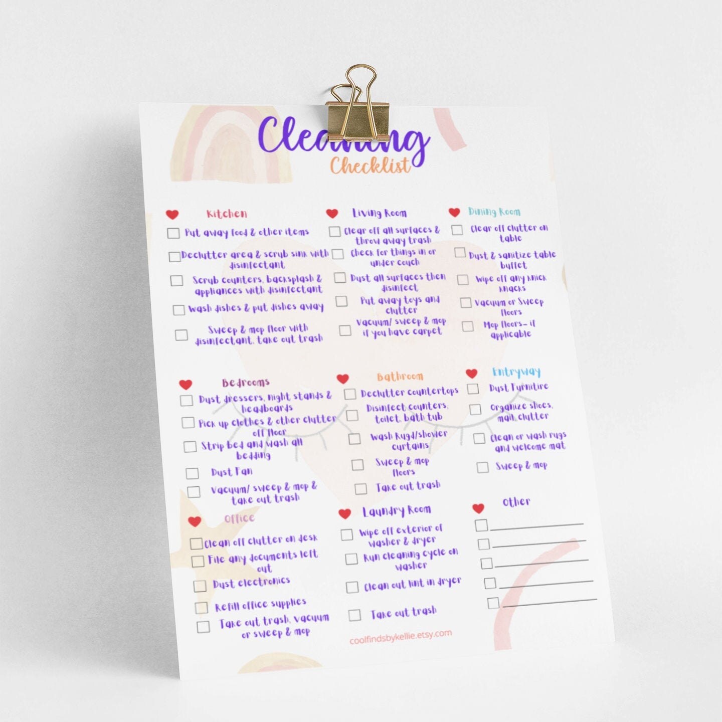 Boho Themed House Cleaning Checklist Cleaning Checklist Instant ...