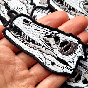 Velociraptor Embroidery Patch Dinosaur Skull Patches Iron on Embroidered - Etsy