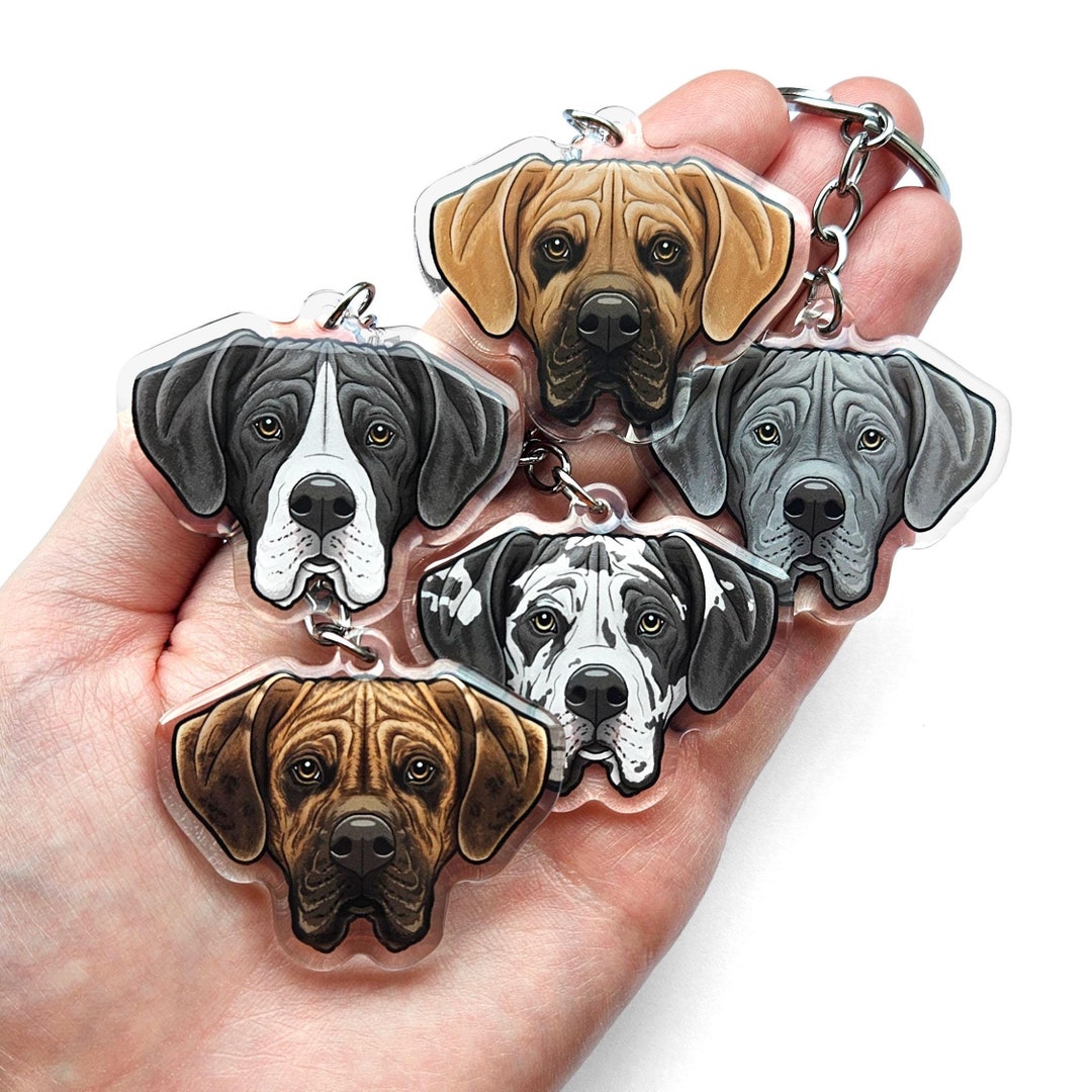 Great Dane Keyrings German Mastiff Sighthound Dog Collar Charms Black ...