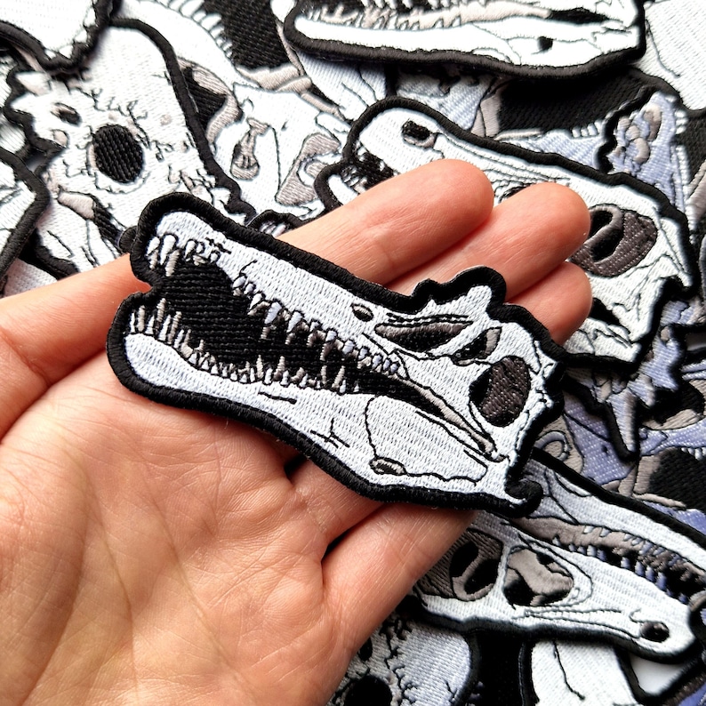 Spinosaurus Embroidery Patch Dinosaur Skull Patches Iron on Embroidered - Etsy